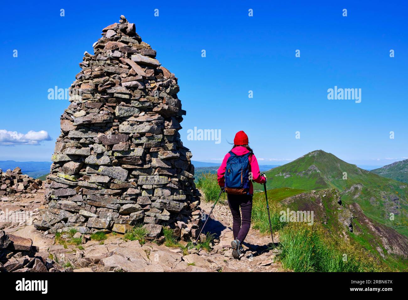 France, Cantal (15), Volcans d'Auvergne regional natural park, Cantal mountains, hike to Puy ...