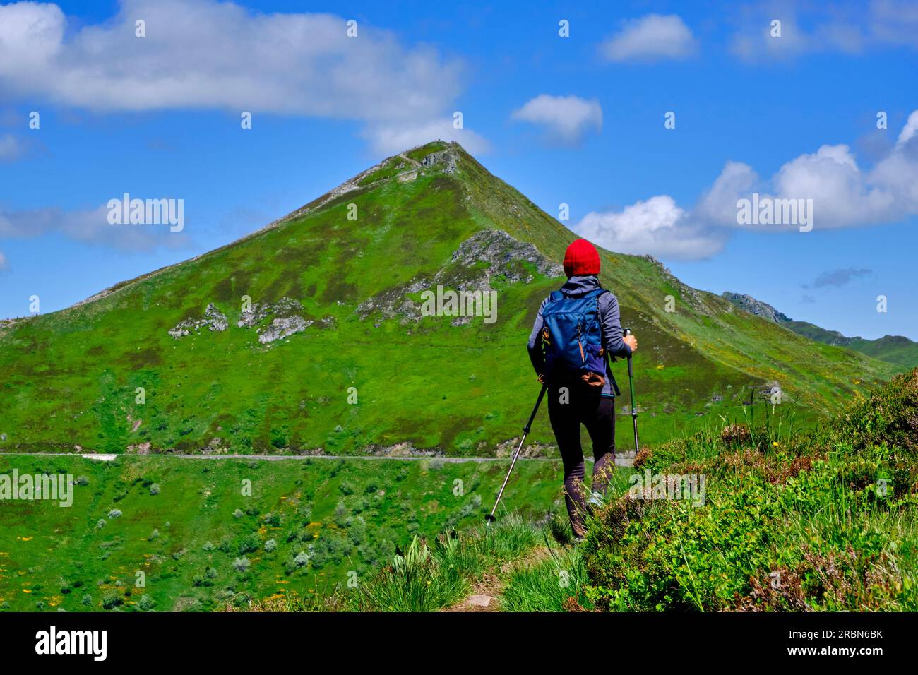 France, Cantal (15), Volcans d'Auvergne regional natural park, Cantal mountains, hike to Puy ...