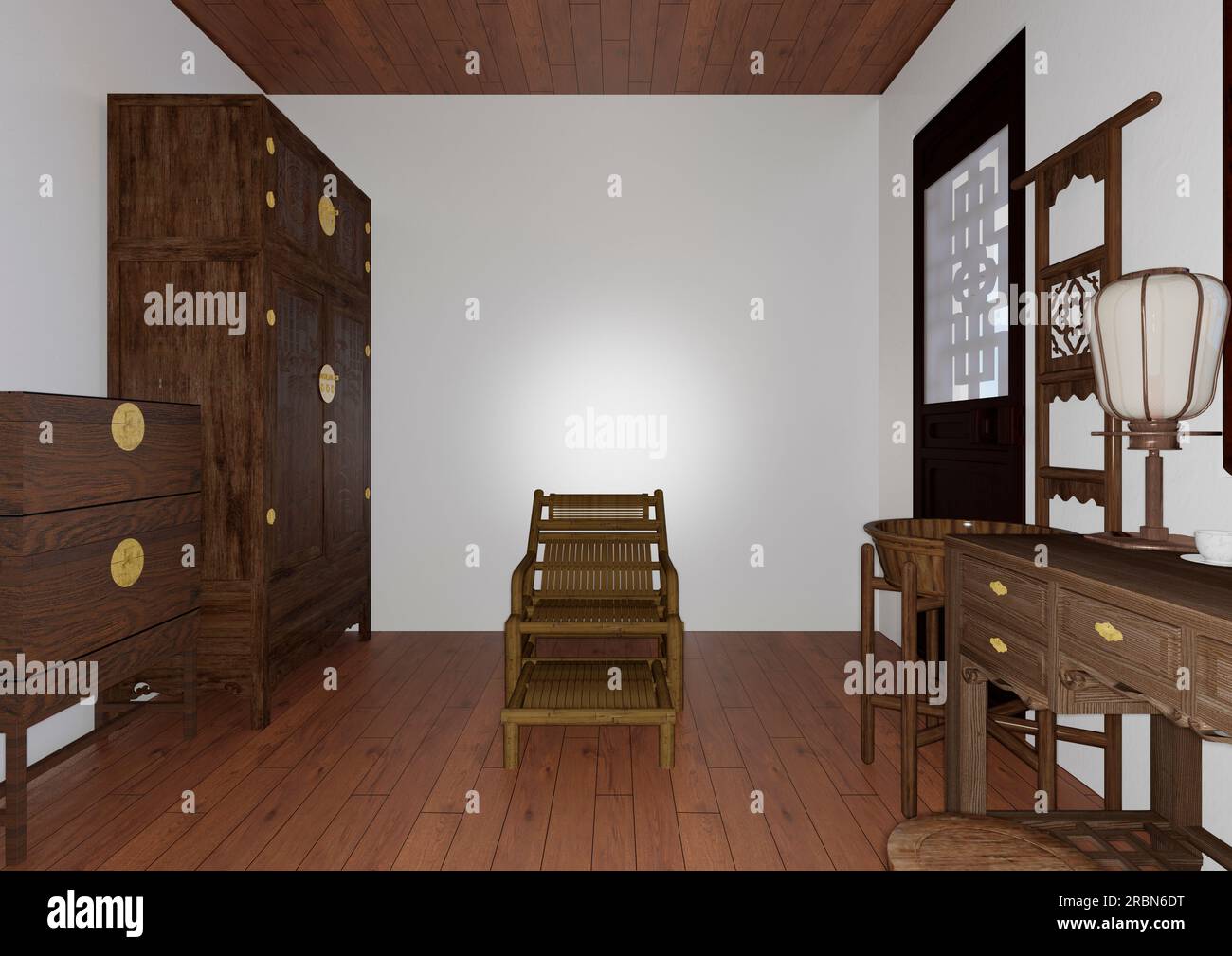 3D digital rendering of an ancient Chinese bedroom interior Stock Photo ...