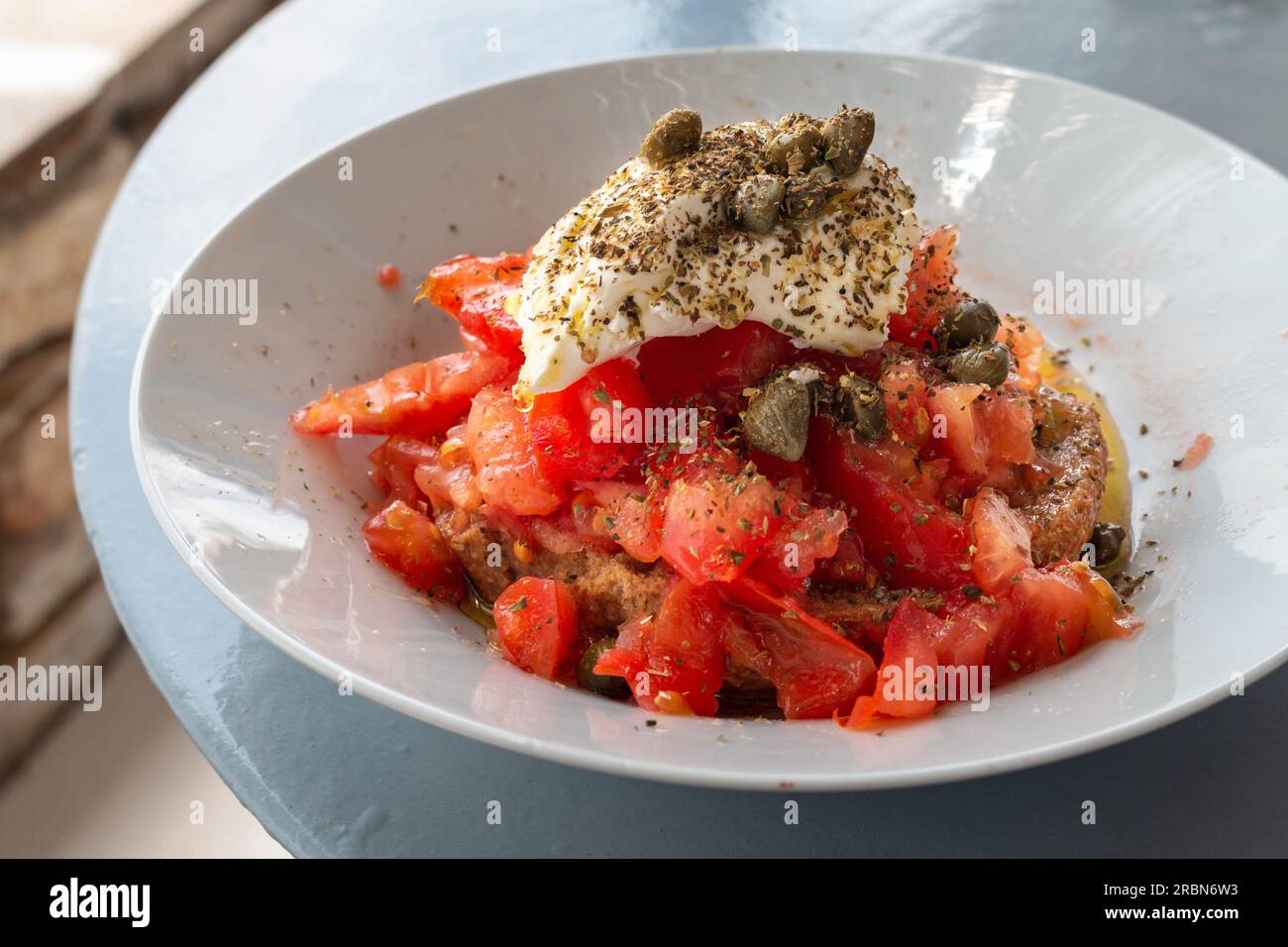 Dakos salad, a traditional dish from Crete Stock Photo - Alamy