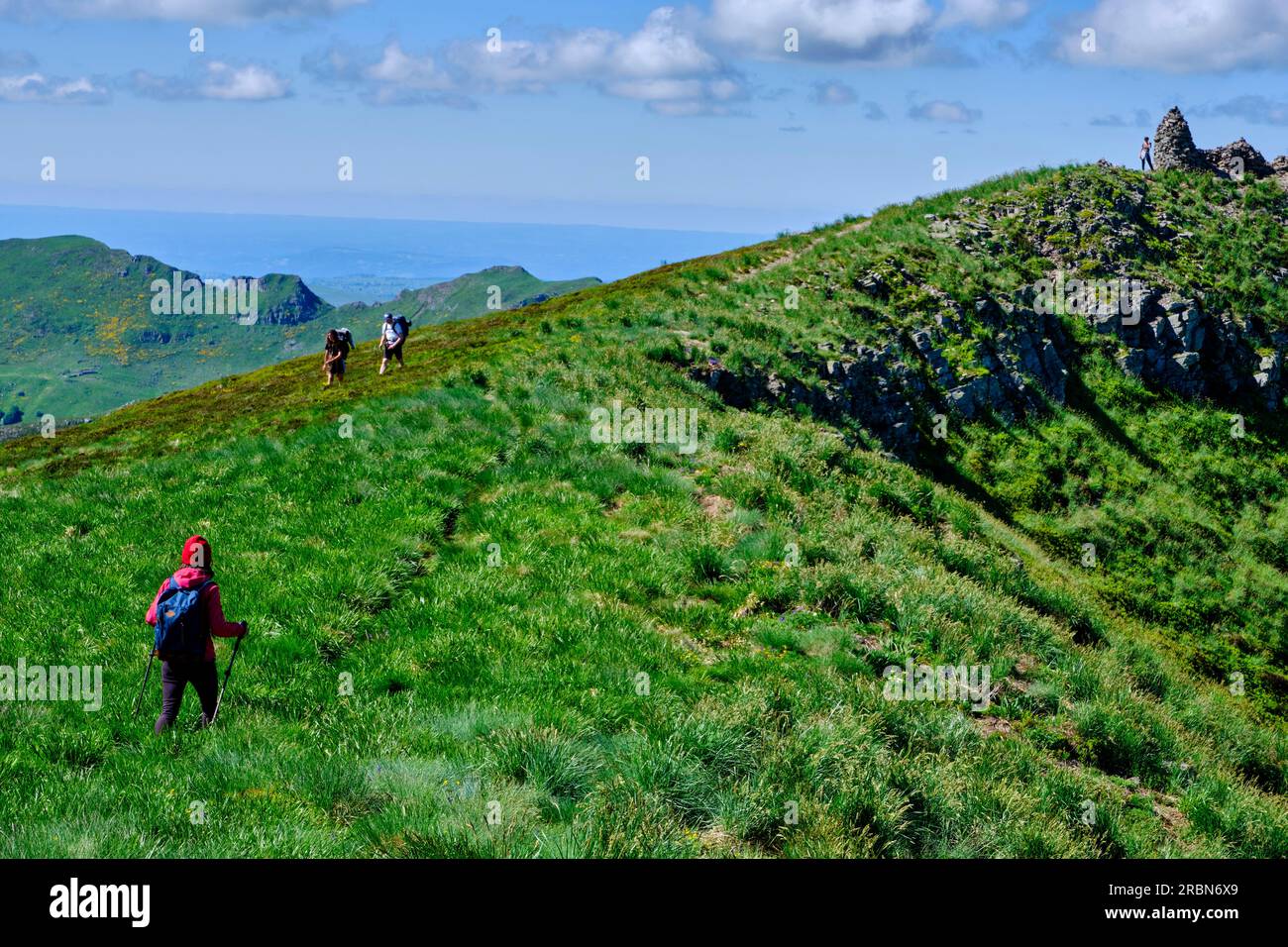 France, Cantal (15), Volcans d'Auvergne regional natural park, Cantal mountains, hike to Puy ...