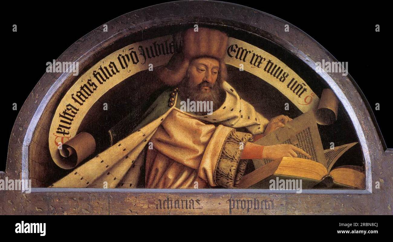 The Prophet Zacharias and the Angel Gabriel 1432 by Jan van Eyck Stock ...