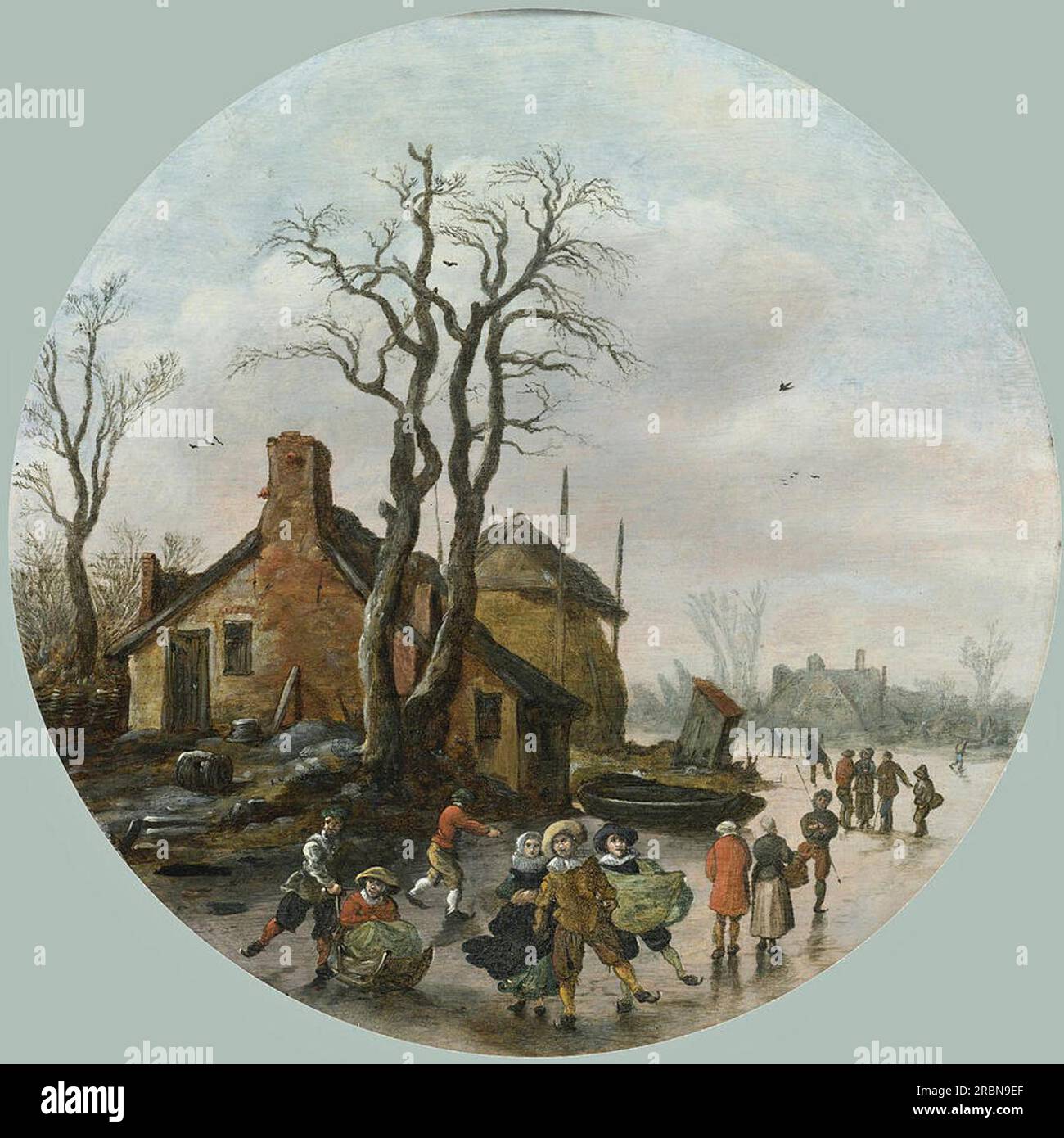 Winter Landscape with Skaters on a Frozen Canal by Jan van Goyen Stock ...