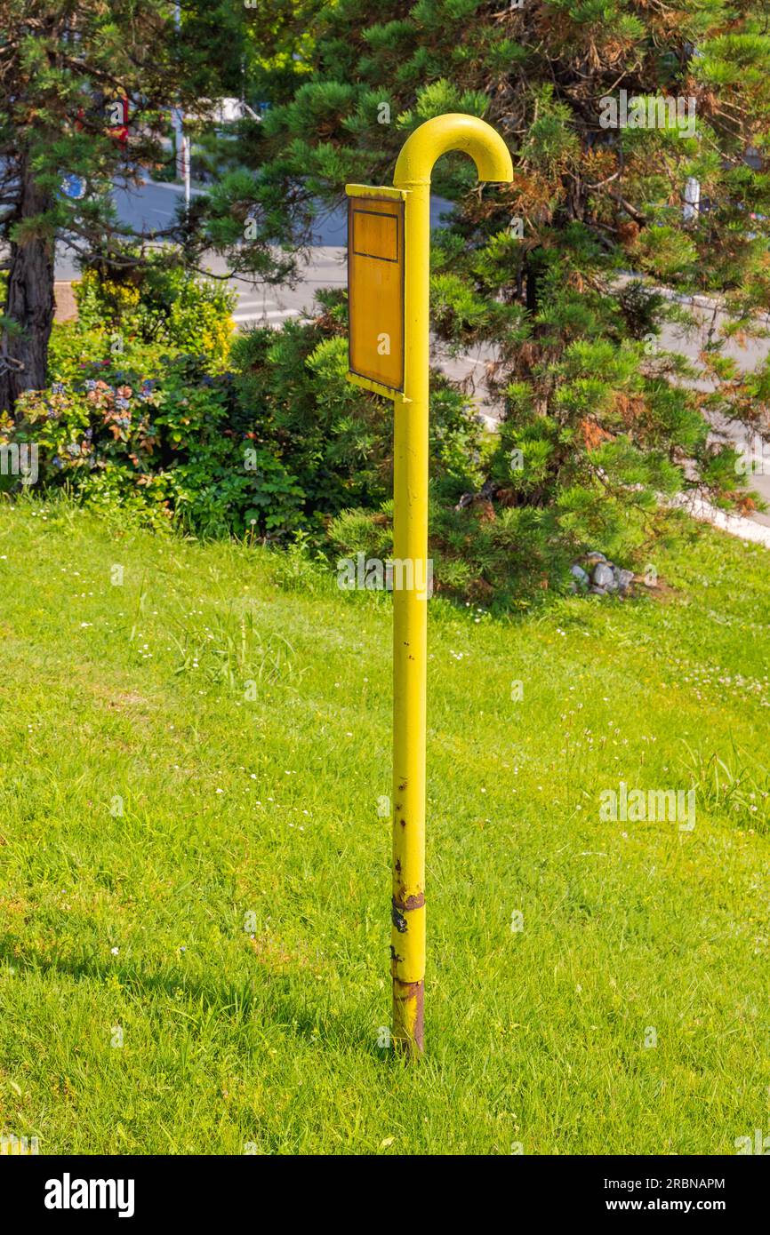 Underground Natural Gas Pipeline Yellow Venting Pipe in City Park Stock ...