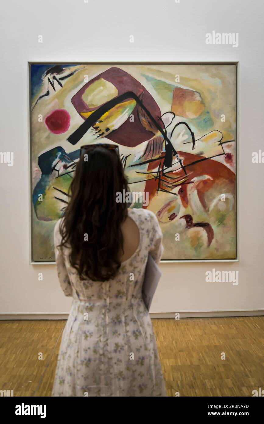 Vassily Kandinsky painting With The Black Bow, Pompidou Centre, a ...