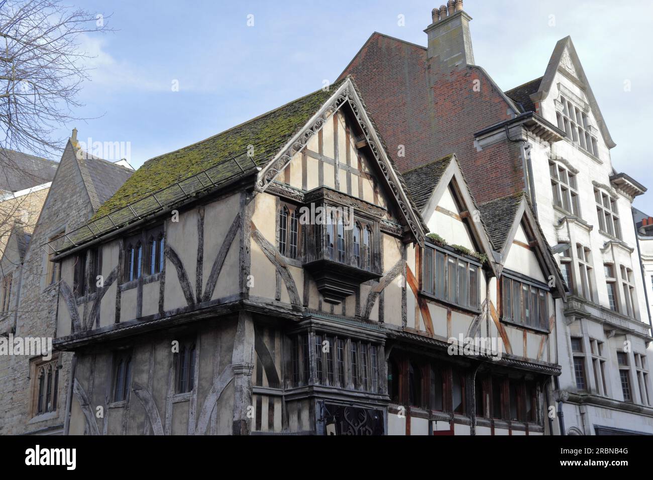 Handsomely decorated three-storey timber-framed medieval building at ...