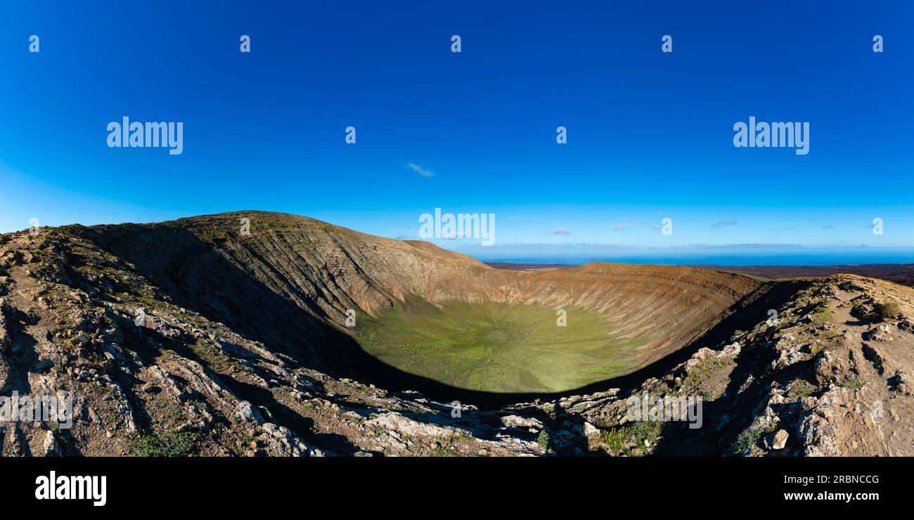 Panorama from the crater rim into the crater of Caldera Blanca, Parque ...
