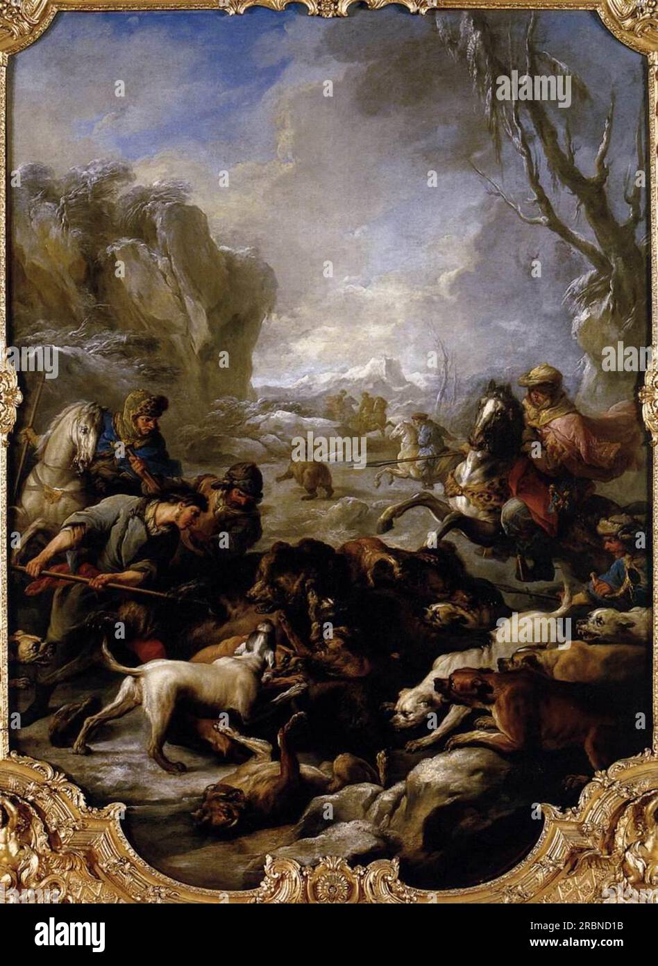 Bear Hunt 1736 by Charles-Andre van Loo (Carle van Loo Stock Photo - Alamy