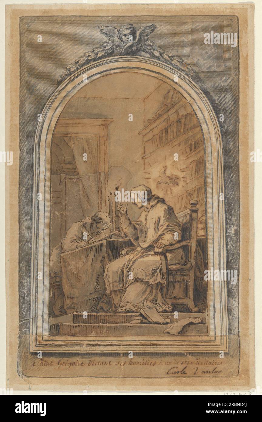 St. Gregory Dictating His Homilies to a Secretary by Charles-Andre van ...