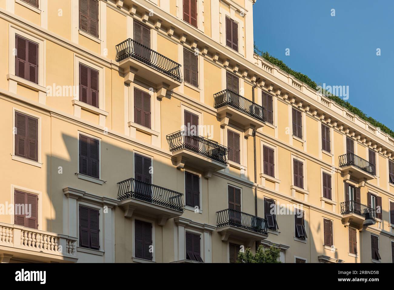 Renaissance balcony on a mediterranean building with shutters Stock ...