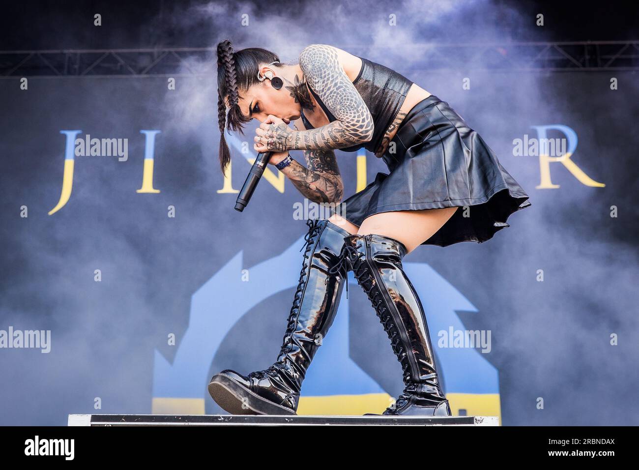 Tatiana Shmayluk of Ukrainian band Jinjer performing live in 2023 Stock ...