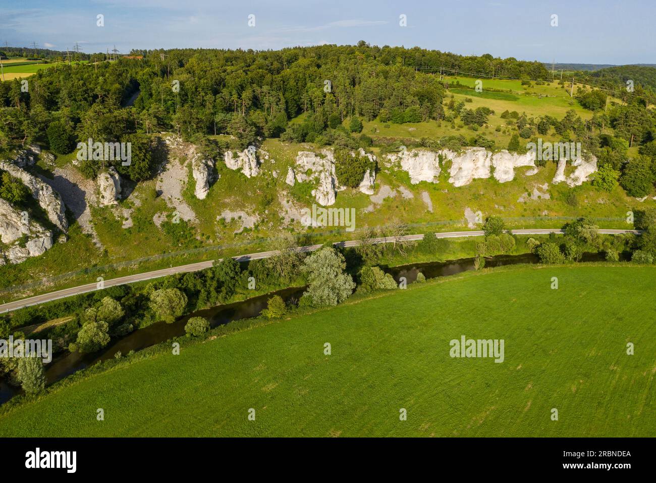 Aerial view of the rock formation "Twelve Apostles" along the Altmühl ...