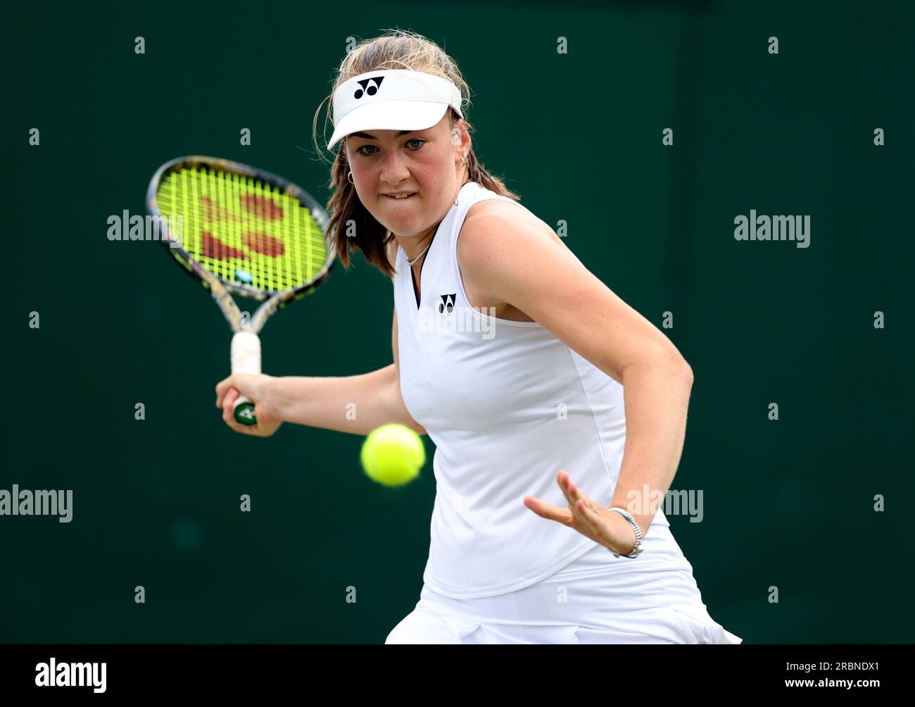 Mika Stojsavljevic in action during her girls singles match on day ...