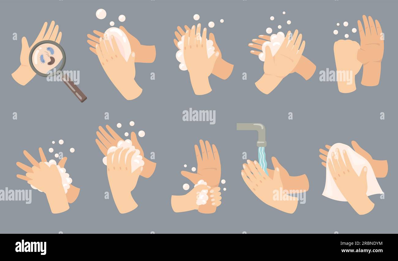 Hand hygiene guide set Stock Vector Image & Art - Alamy