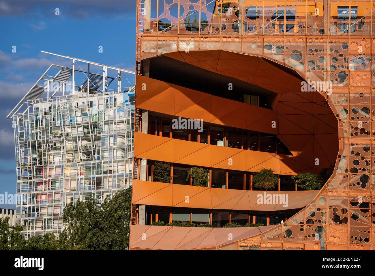 The Orange Cube by architects Jakob MacFarlane next to the Saône River ...