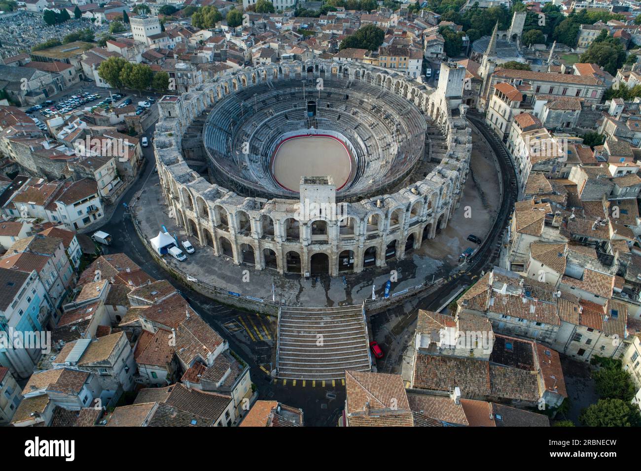 Aerial view of Arles Amphitheater, Arles, Bouches-du-Rhone, France, Europe Stock Photo - Alamy