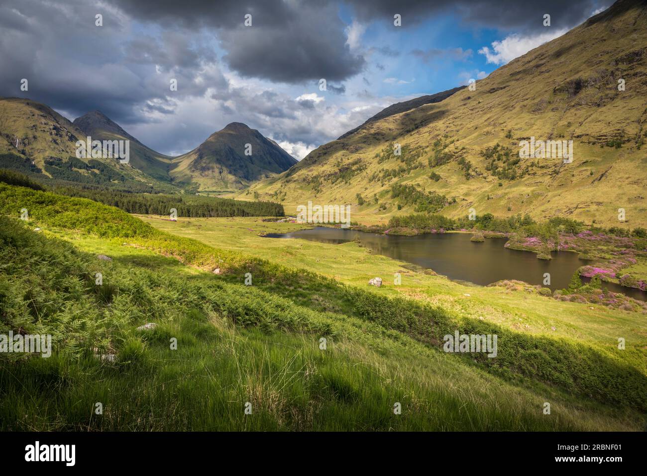 Small lake Lochan Urr in Glen Etive, Highlands, Scotland, UK Stock ...