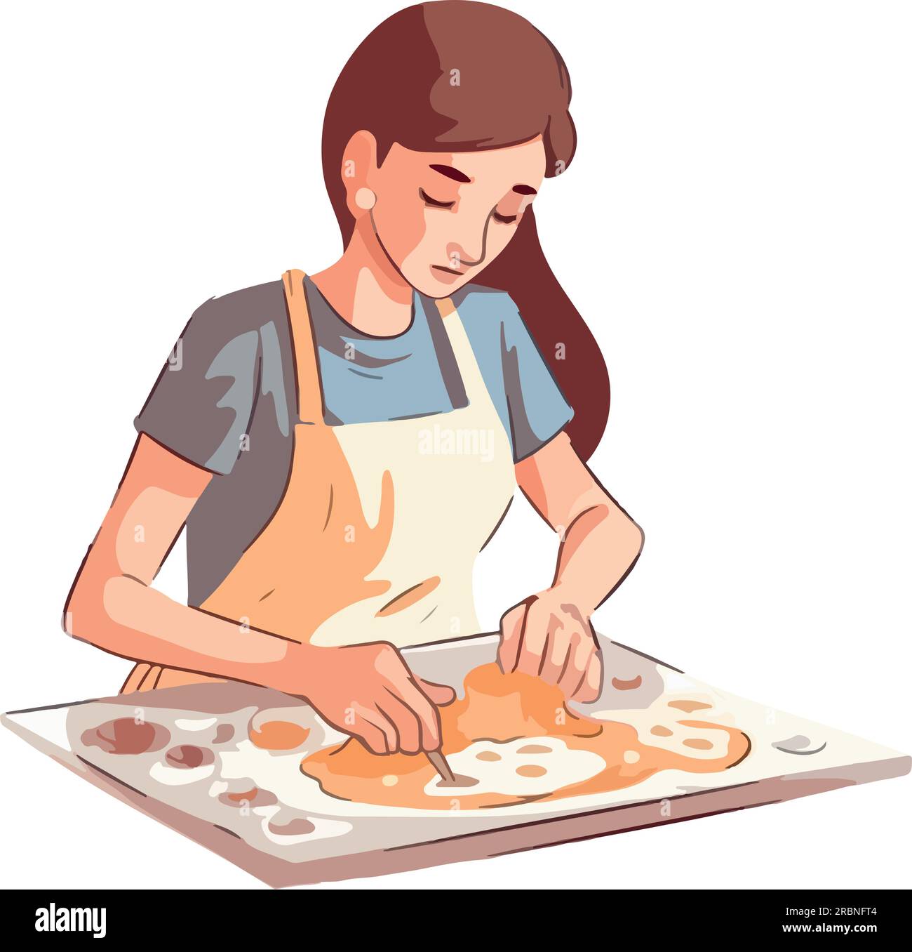 Baker Woman craft homemade gourmet pizza Stock Vector Image & Art - Alamy