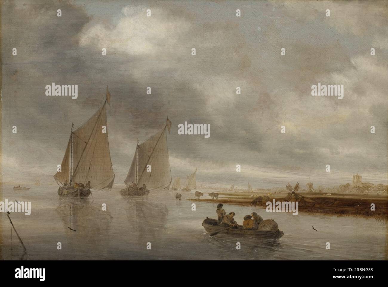 River Scenery by Salomon van Ruysdael Stock Photo - Alamy