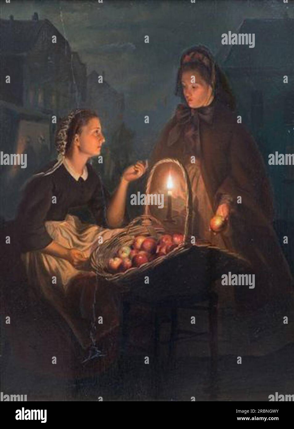 A young apple seller by candlelight by Petrus van Schendel Stock Photo ...