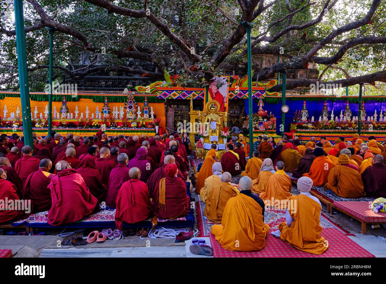 India, Bihar, Bodhgaya, Unesco World Heriatge, the Mahabodhi Temple ...