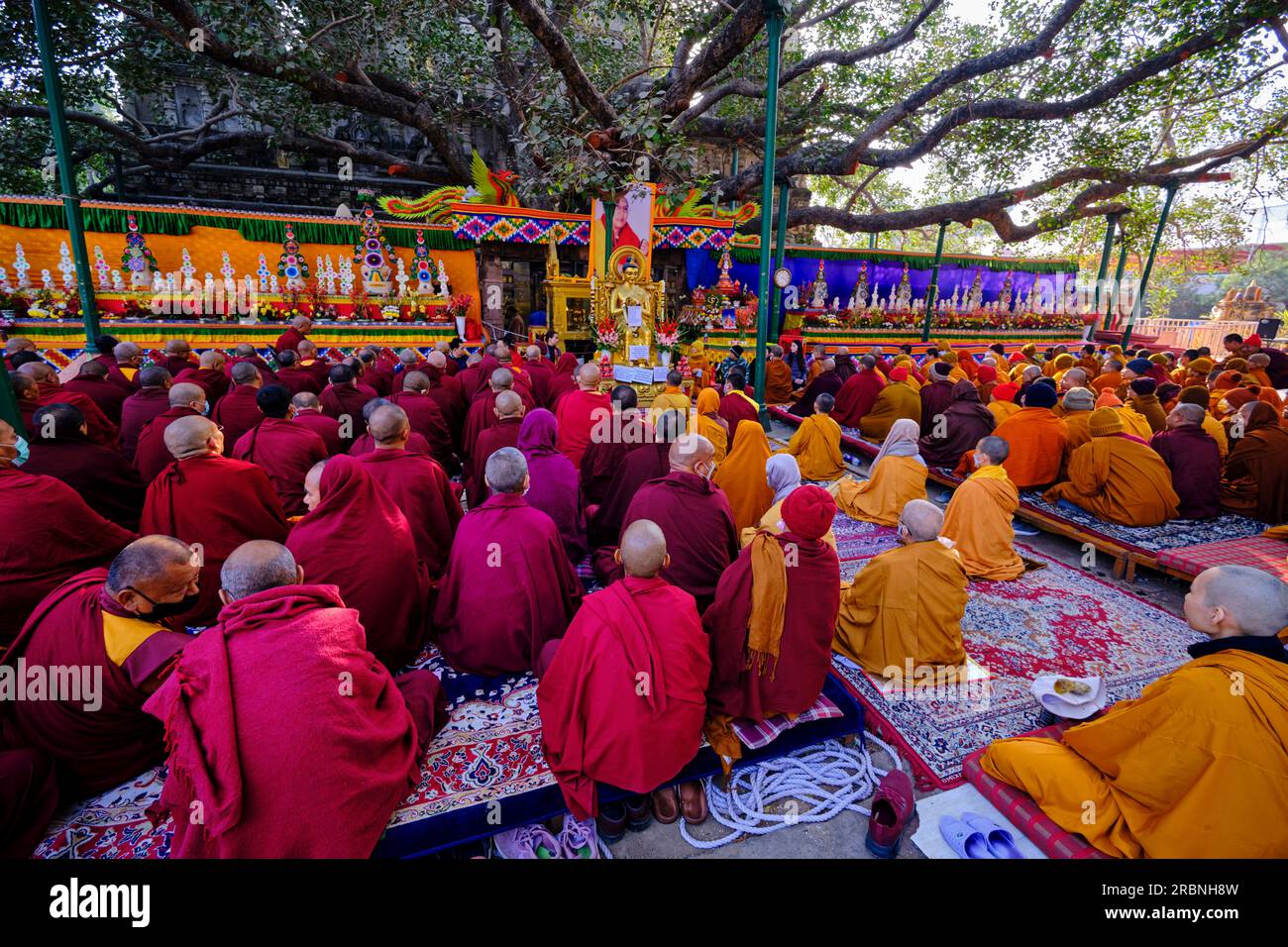India, Bihar, Bodhgaya, Unesco World Heriatge, the Mahabodhi Temple ...