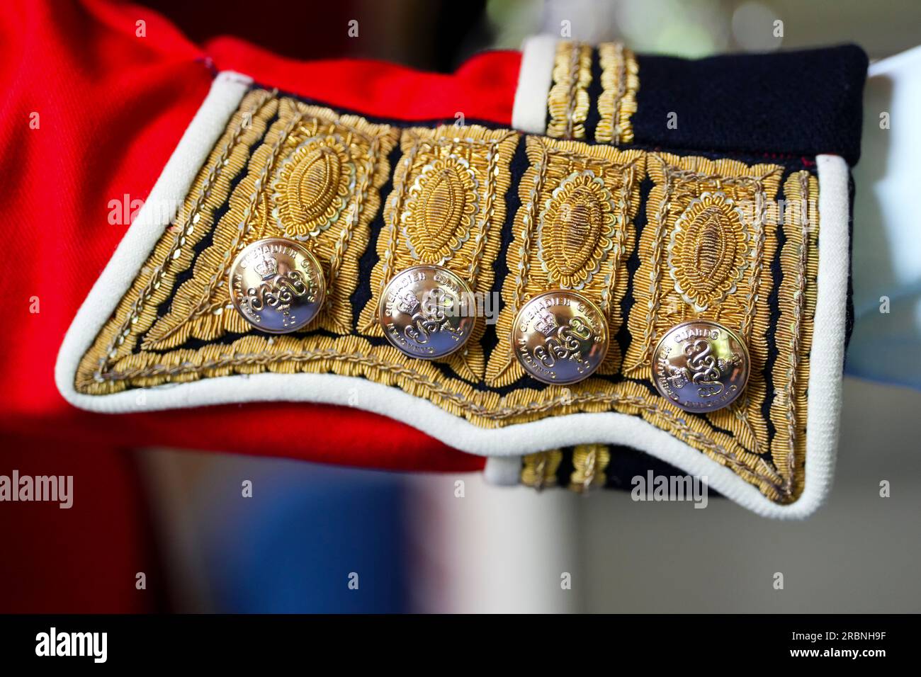Uniform details are carefully presented as Ceremonial Guards from the Canadian Grenadier Guards ...