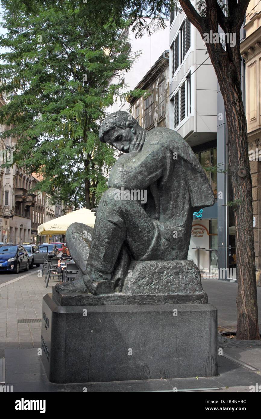 ZAGREB, CROATIA - JULY 3, 2023: Nikola Tesla sculpture in Zagreb. The ...