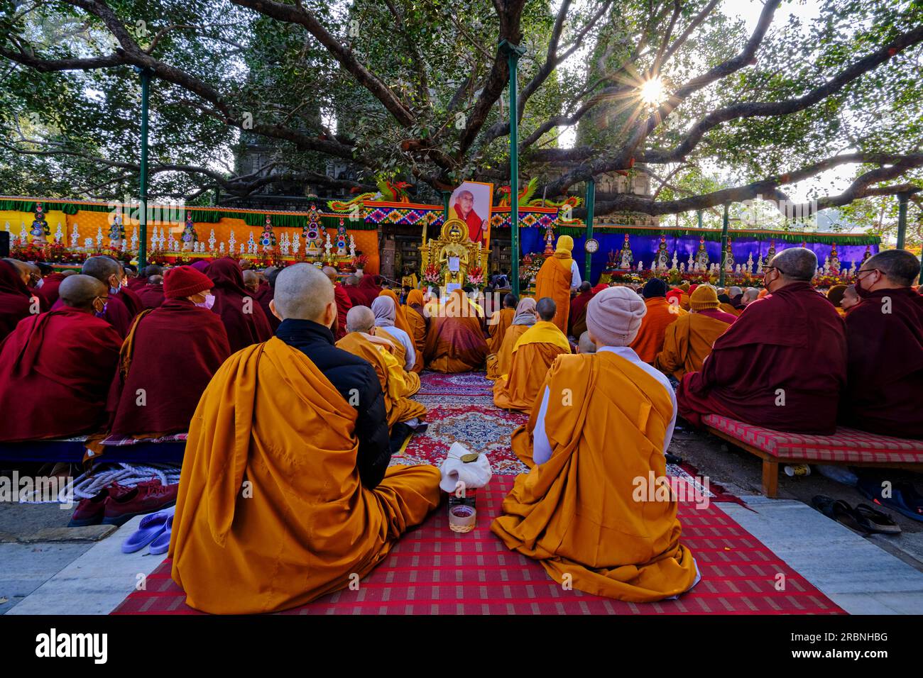 India, Bihar, Bodhgaya, Unesco World Heriatge, the Mahabodhi Temple ...