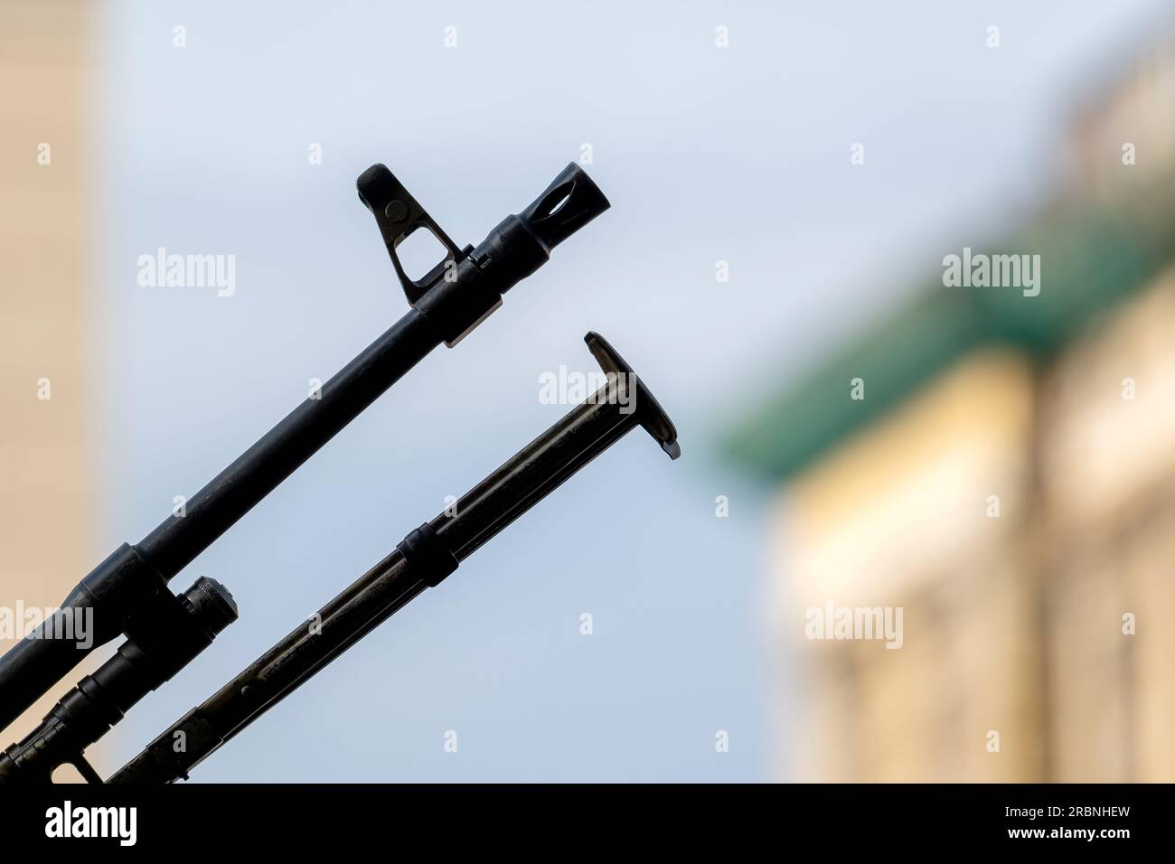 Vehicle mounted machine gun barrel macro, detail, extreme closeup, no ...
