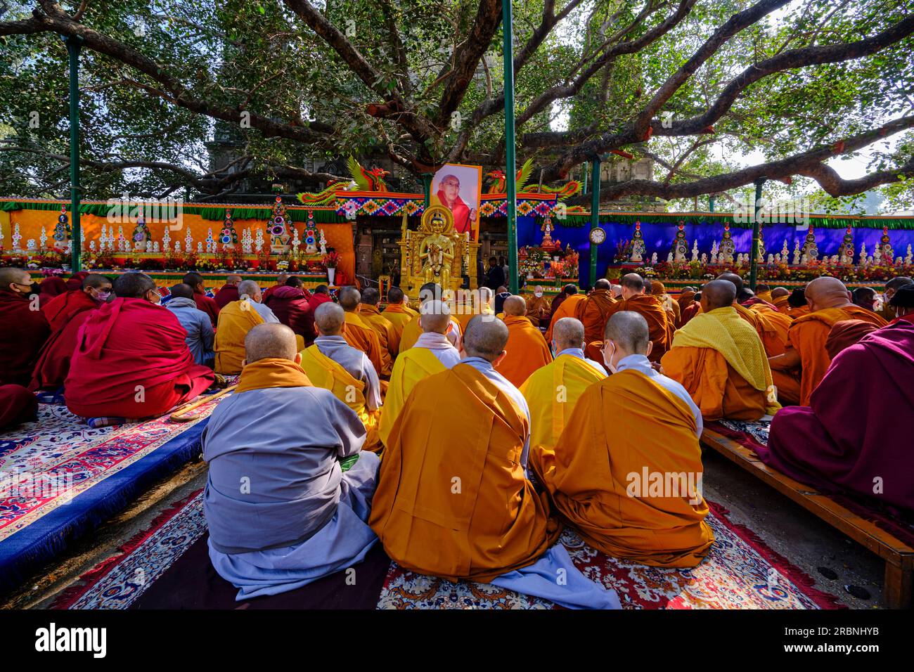 India, Bihar, Bodhgaya, Unesco World Heriatge, the Mahabodhi Temple ...
