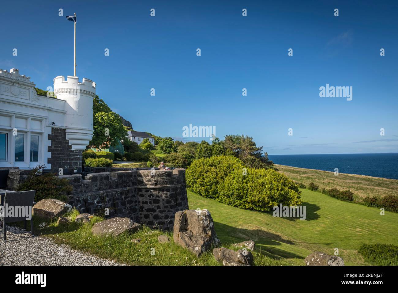 Terrace of the historic Flodigarry Hotel, Trotternish Peninsula, Isle ...