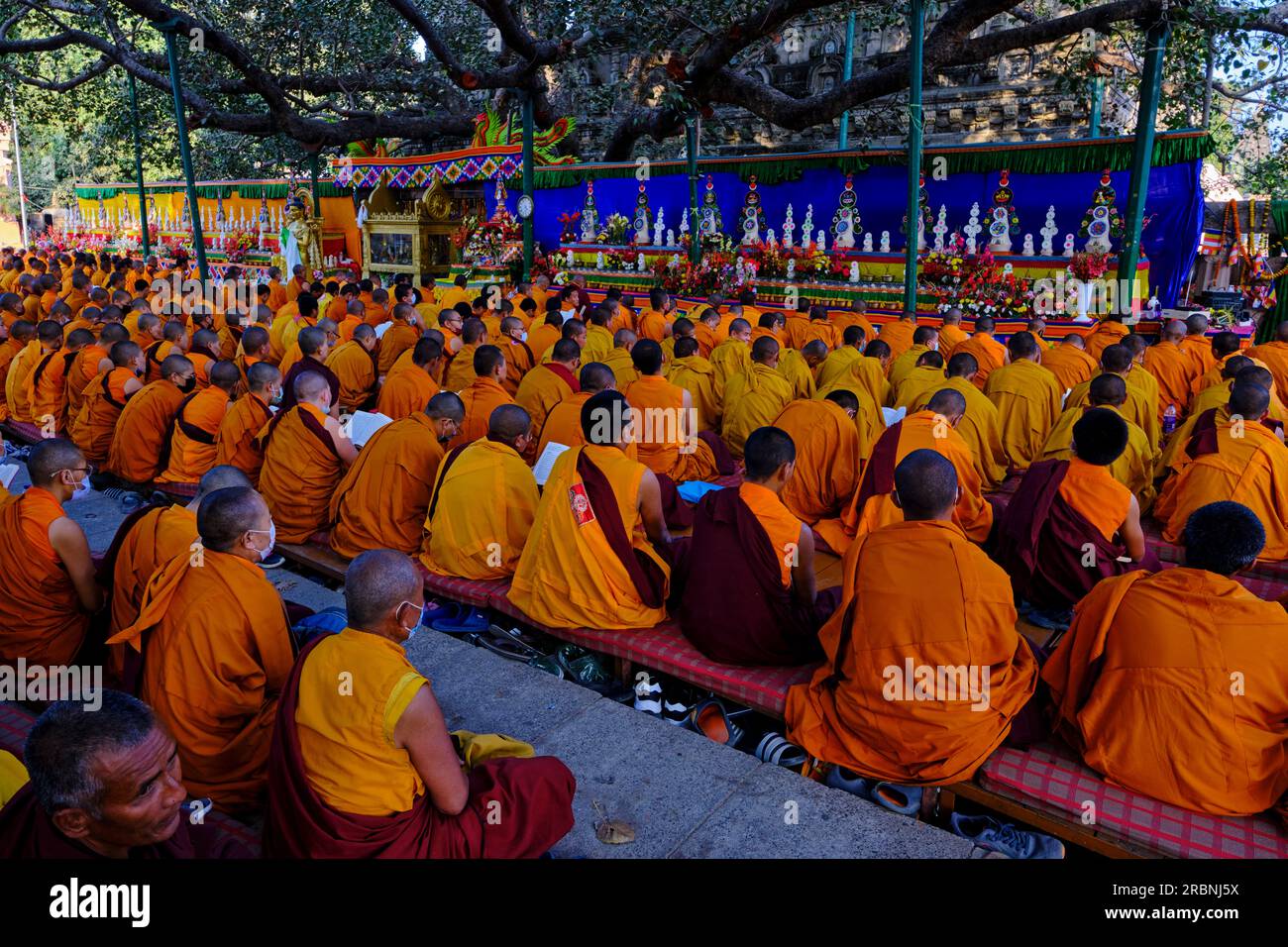India, Bihar, Bodhgaya, Unesco World Heriatge, the Mahabodhi Temple ...