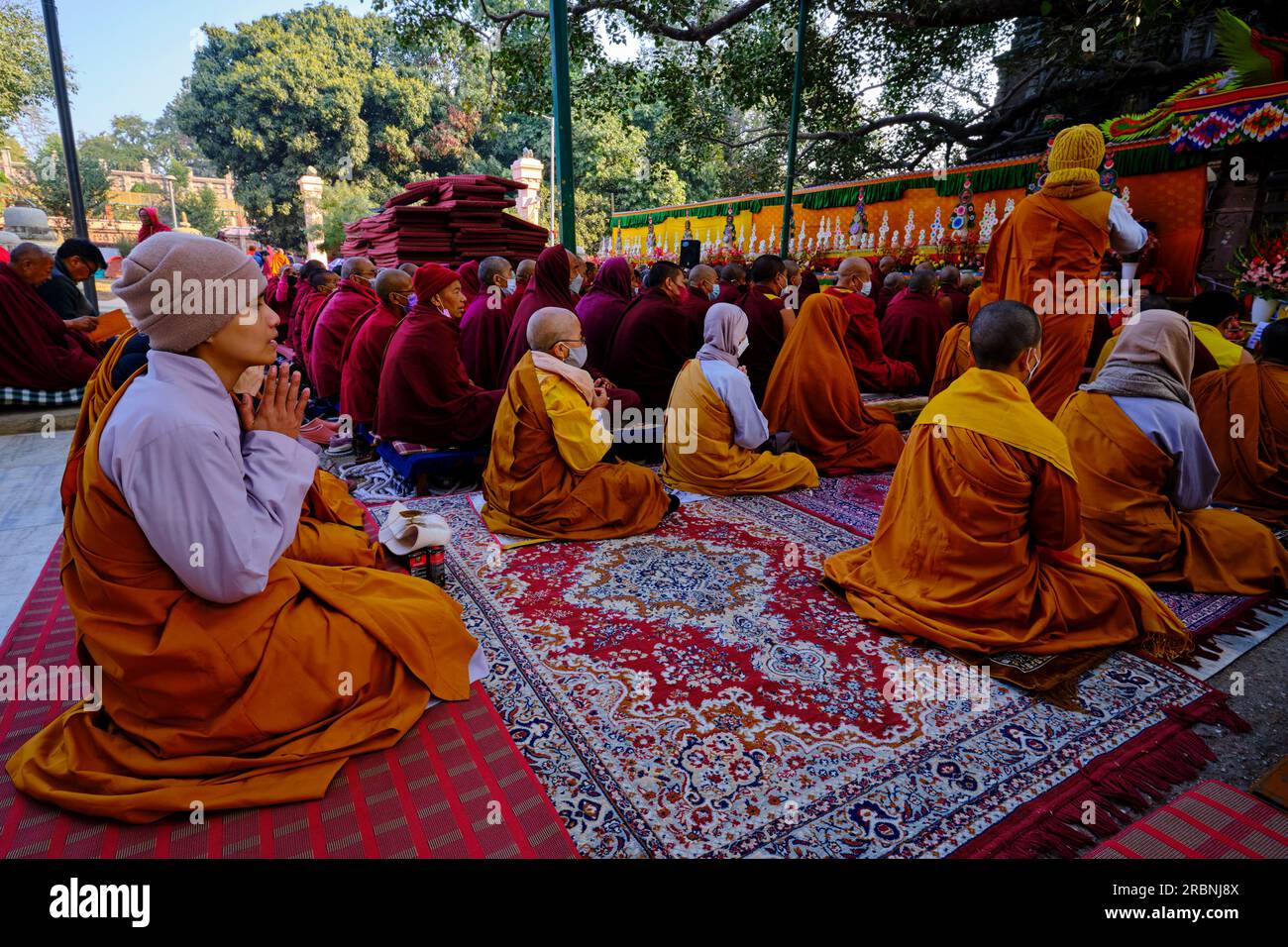 India, Bihar, Bodhgaya, Unesco World Heriatge, the Mahabodhi Temple ...
