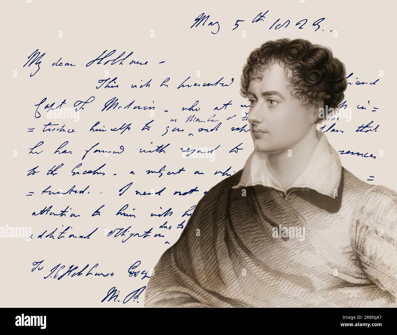 George Gordon Noel Byron, 6th Baron Byron of Rochdale, 1788 - 1824, British poet, digital edited ...