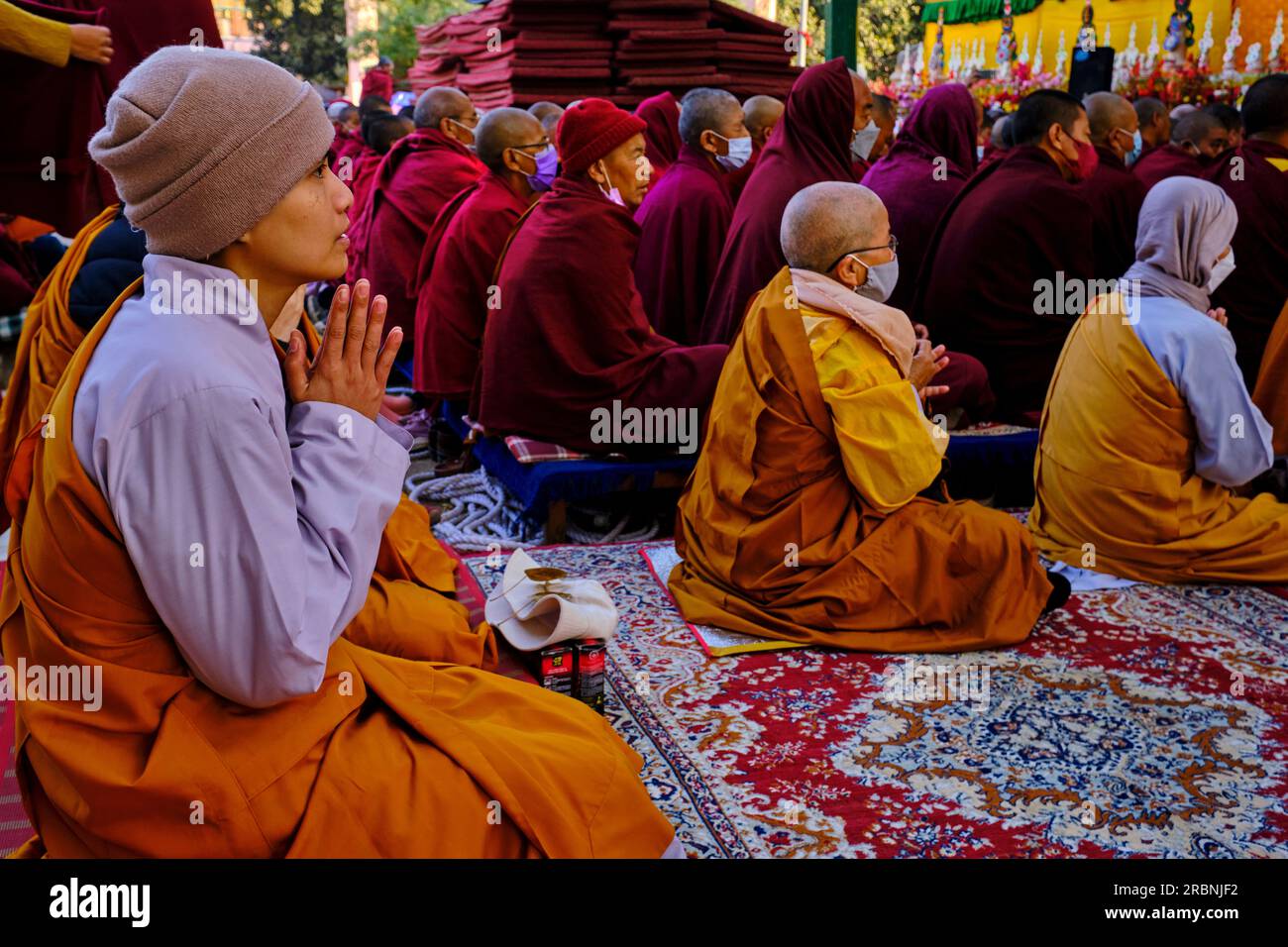 India, Bihar, Bodhgaya, Unesco World Heriatge, the Mahabodhi Temple ...