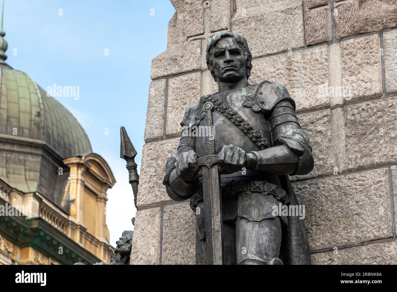 Krakow, Poland, Matejko Square Old Grunwald battle memorial statue ...
