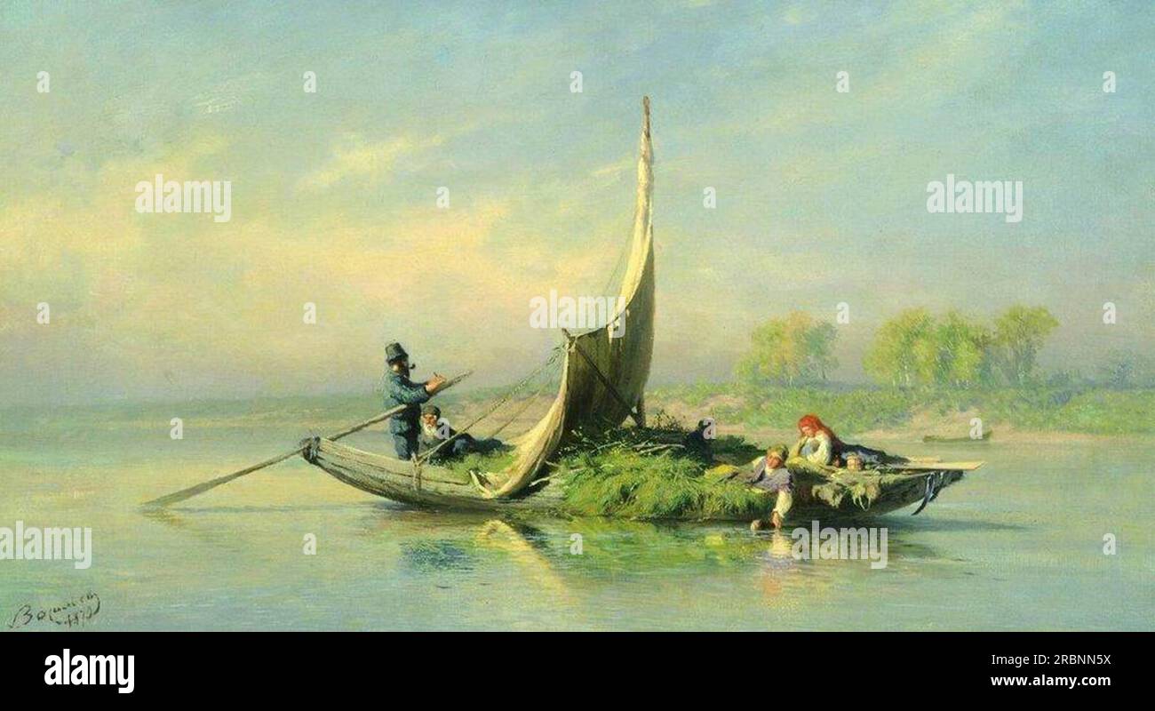 Peasant Family in a Boat 1870 by Fyodor Vasilyev Stock Photo - Alamy