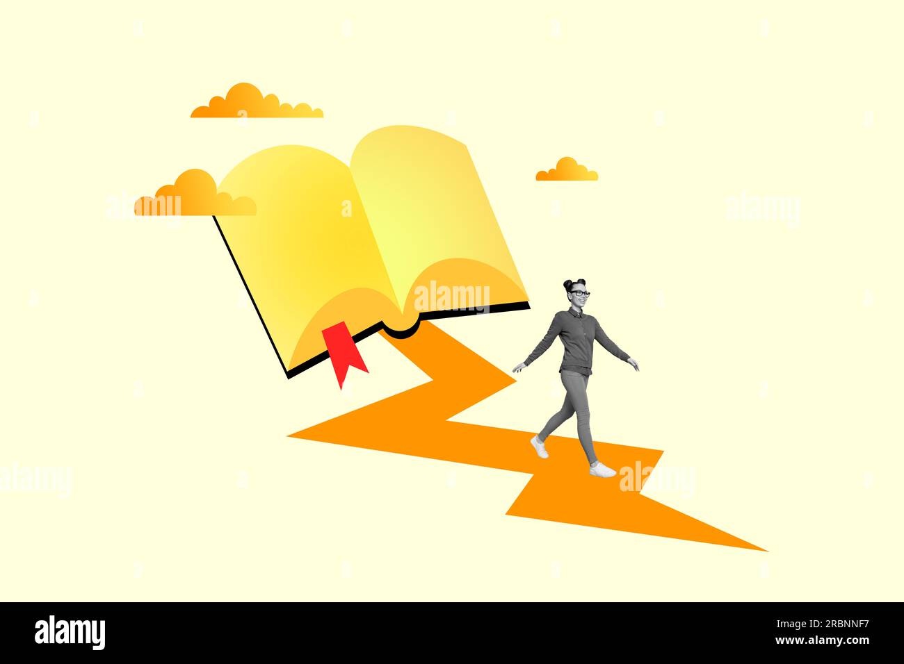 Magazine template artwork minimal collage of intelligent clever girl ...