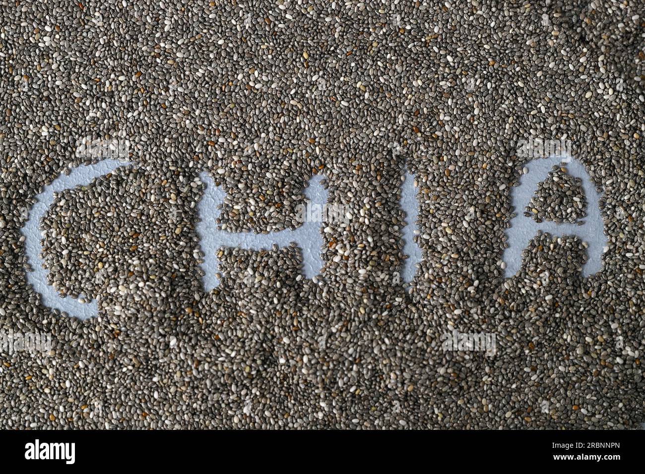 Chia word made from chia seeds as background. SuperFood. Healthy food ...