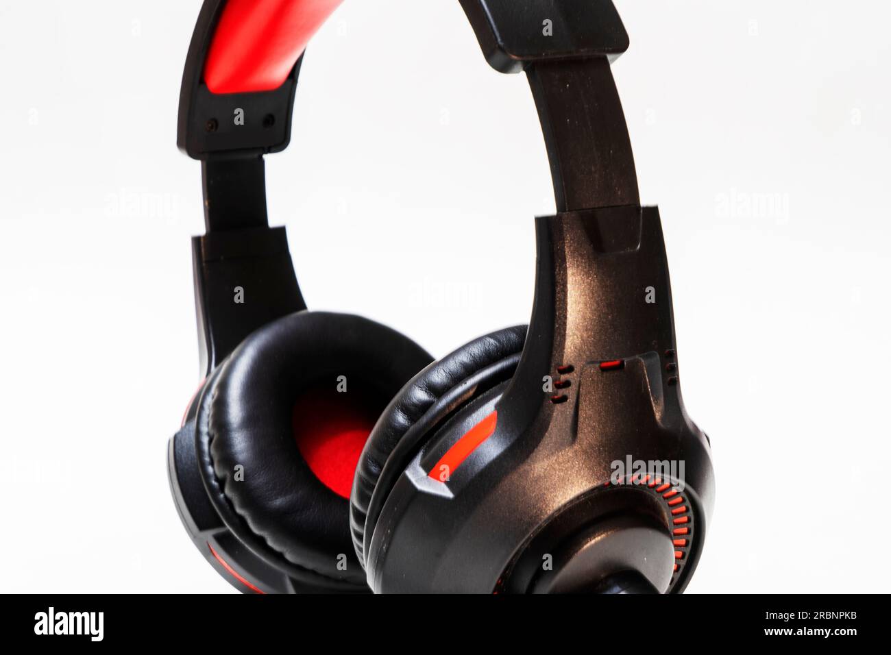 Wireless Over-Ear full size Headphones, Black leather isolated on white ...