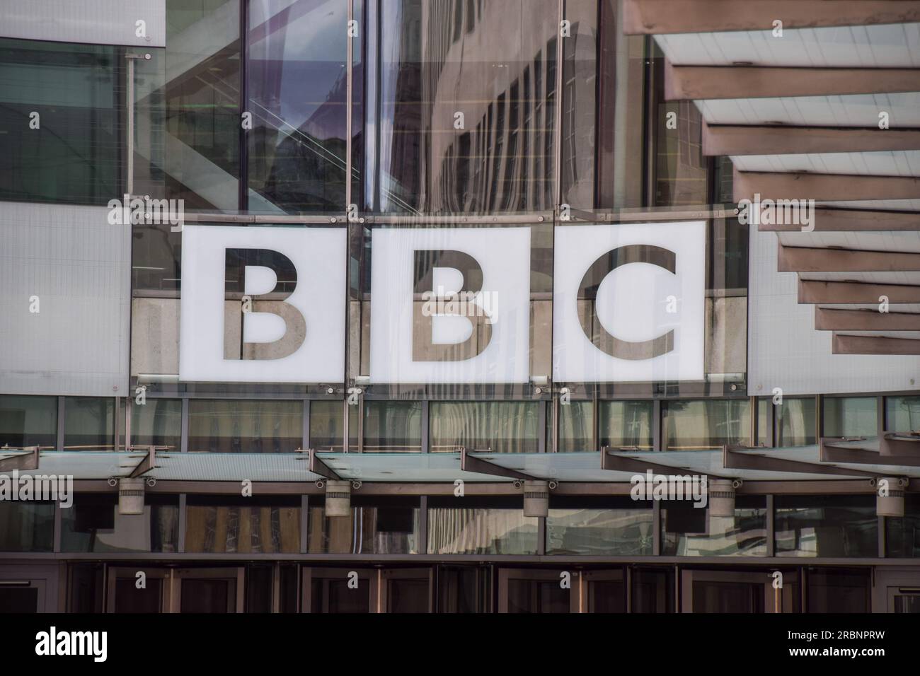 London, UK. 10th July 2023. Exterior view of the BBC headquarters in ...