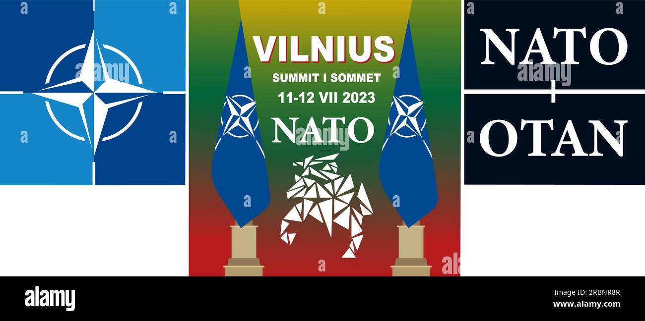 July 11, 12, 2023, the NATO Summit will be held in Vilnius. Logo of the ...