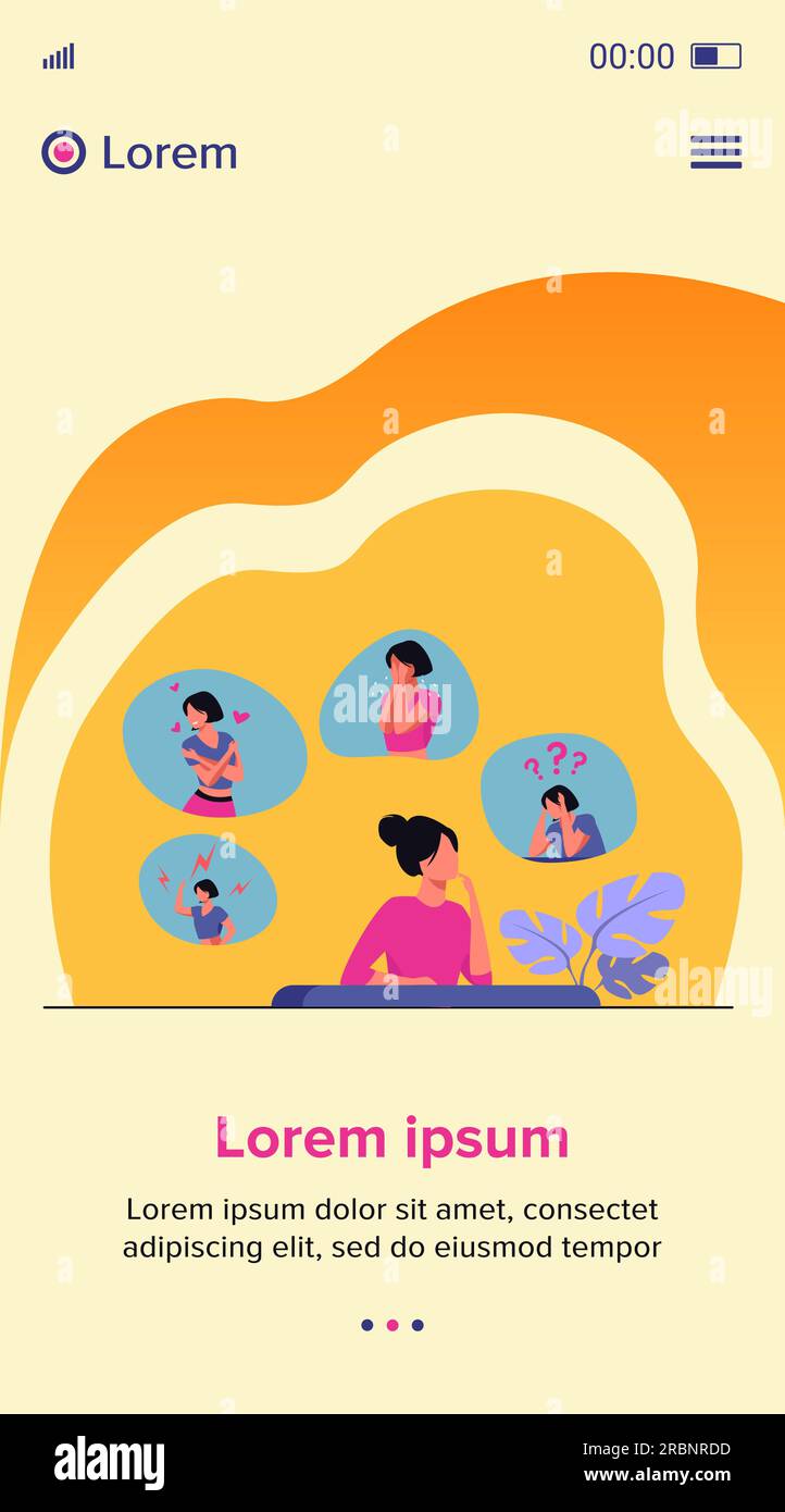 Woman expressing strong various feelings and emotions Stock Vector ...