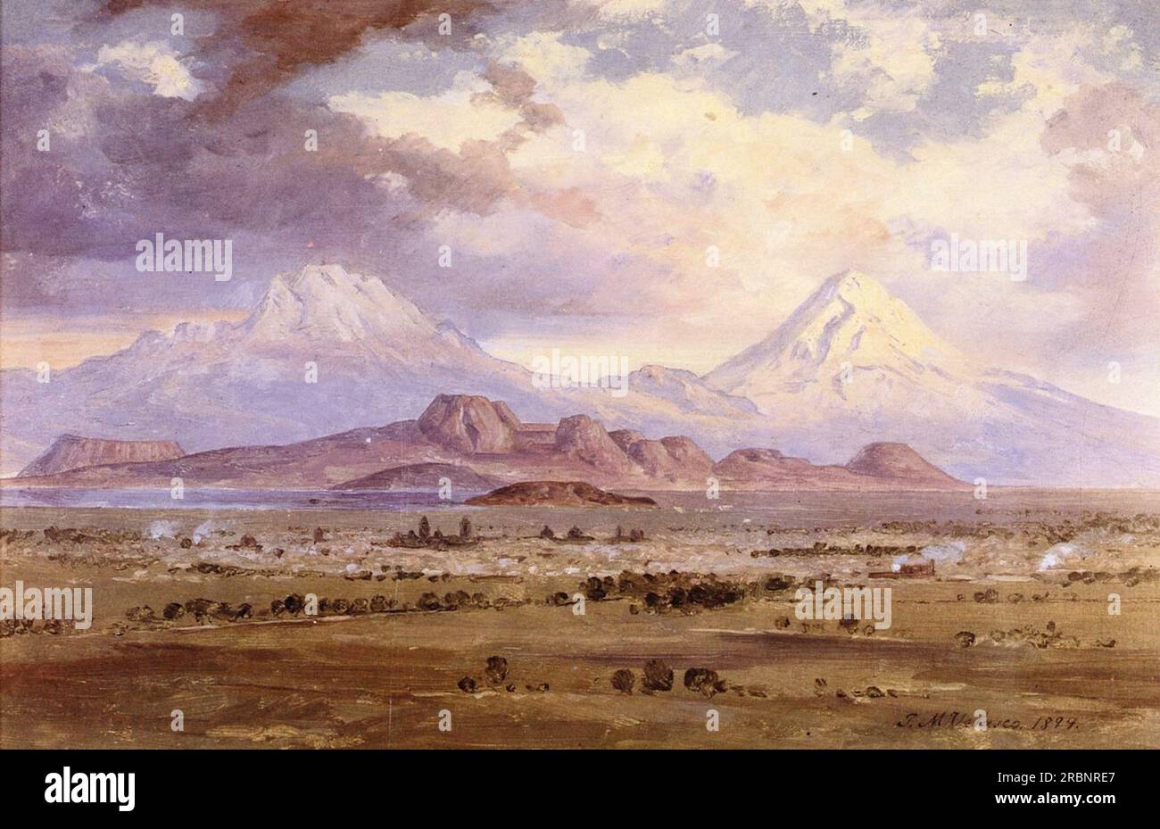 Popocatépetl e Iztaccihuatl 1899 by Jose Maria Velasco Stock Photo - Alamy