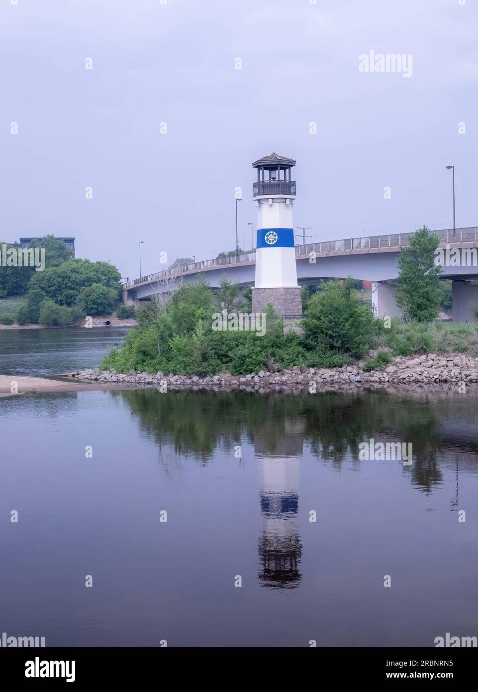 Boom Island Park Lighthouse on the Mississippi River on a spring ...