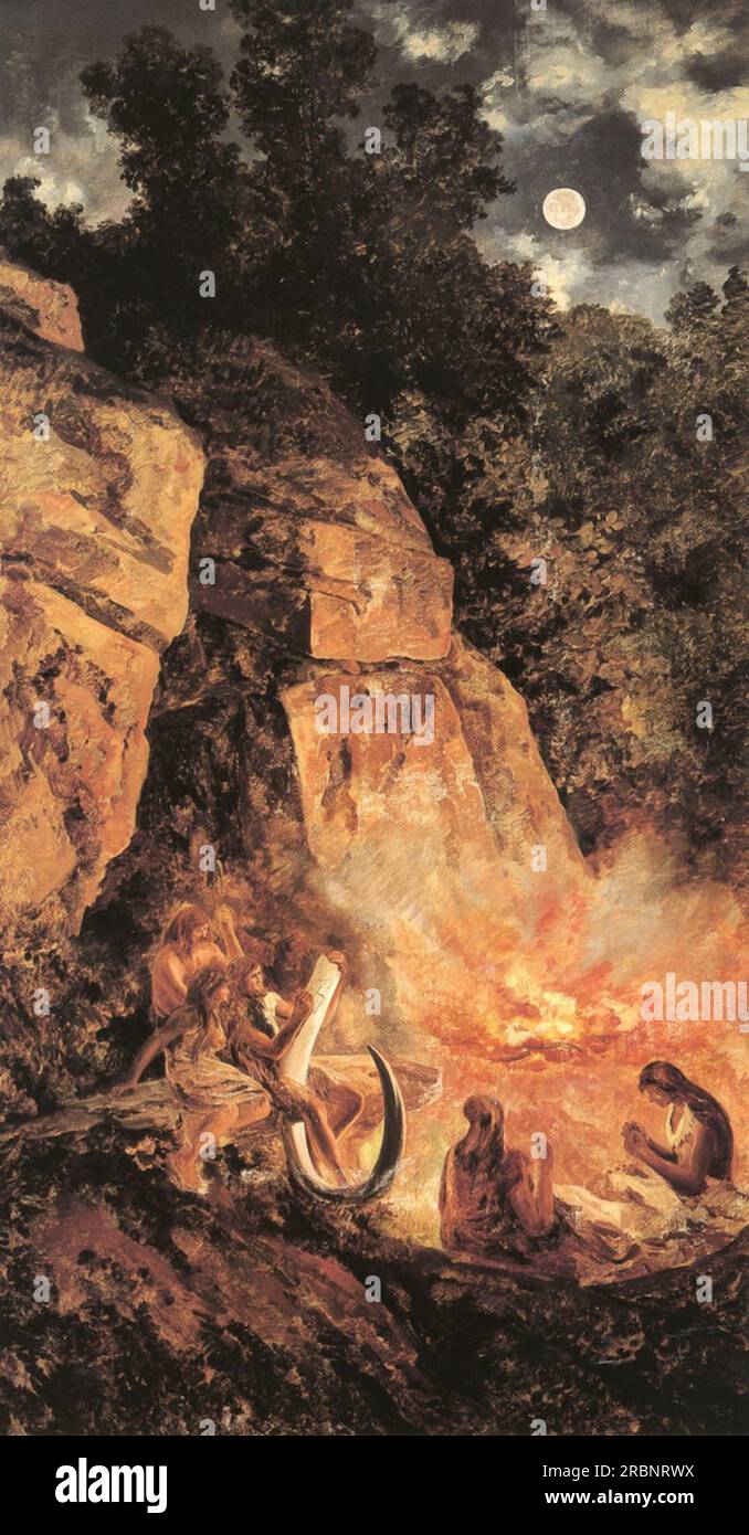 Escena del periodo cuaternario paleolitico superior hi-res stock ...