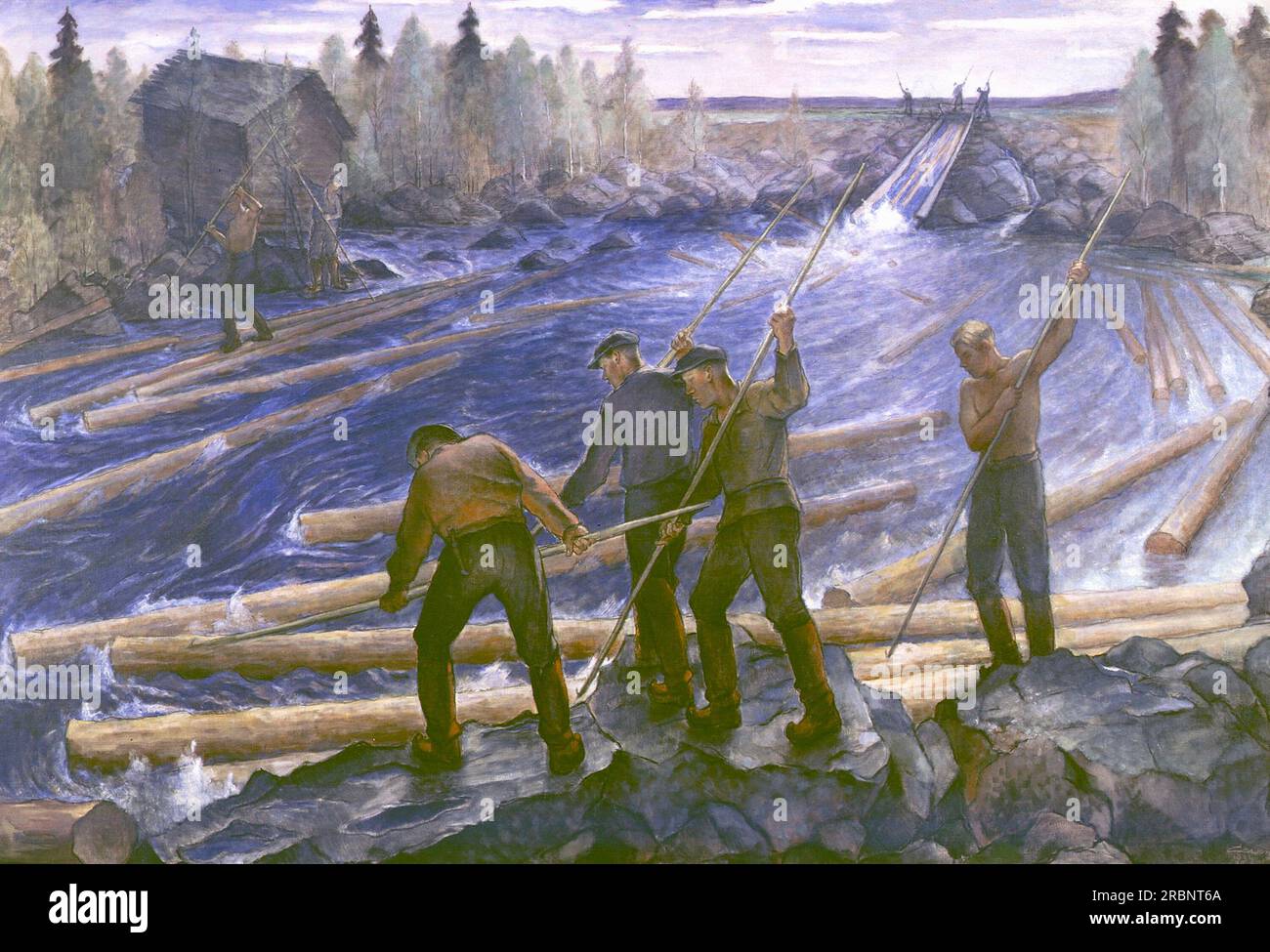 Alvar Cawén - Log Drivers - 1934 Stock Photo - Alamy