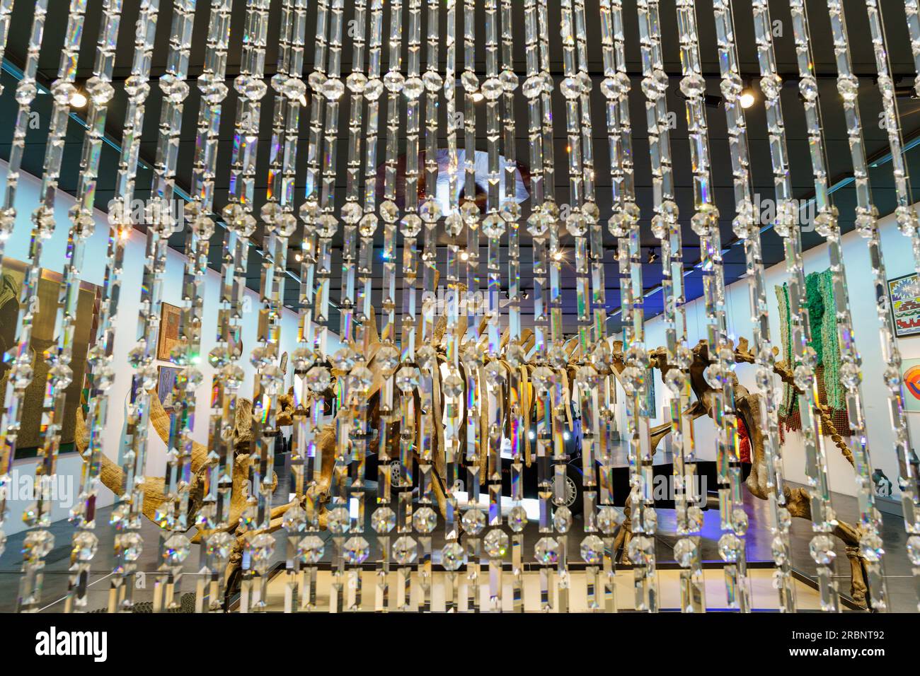 curtain of Swarovski crystals and fossilized skeleton of Siberian ...