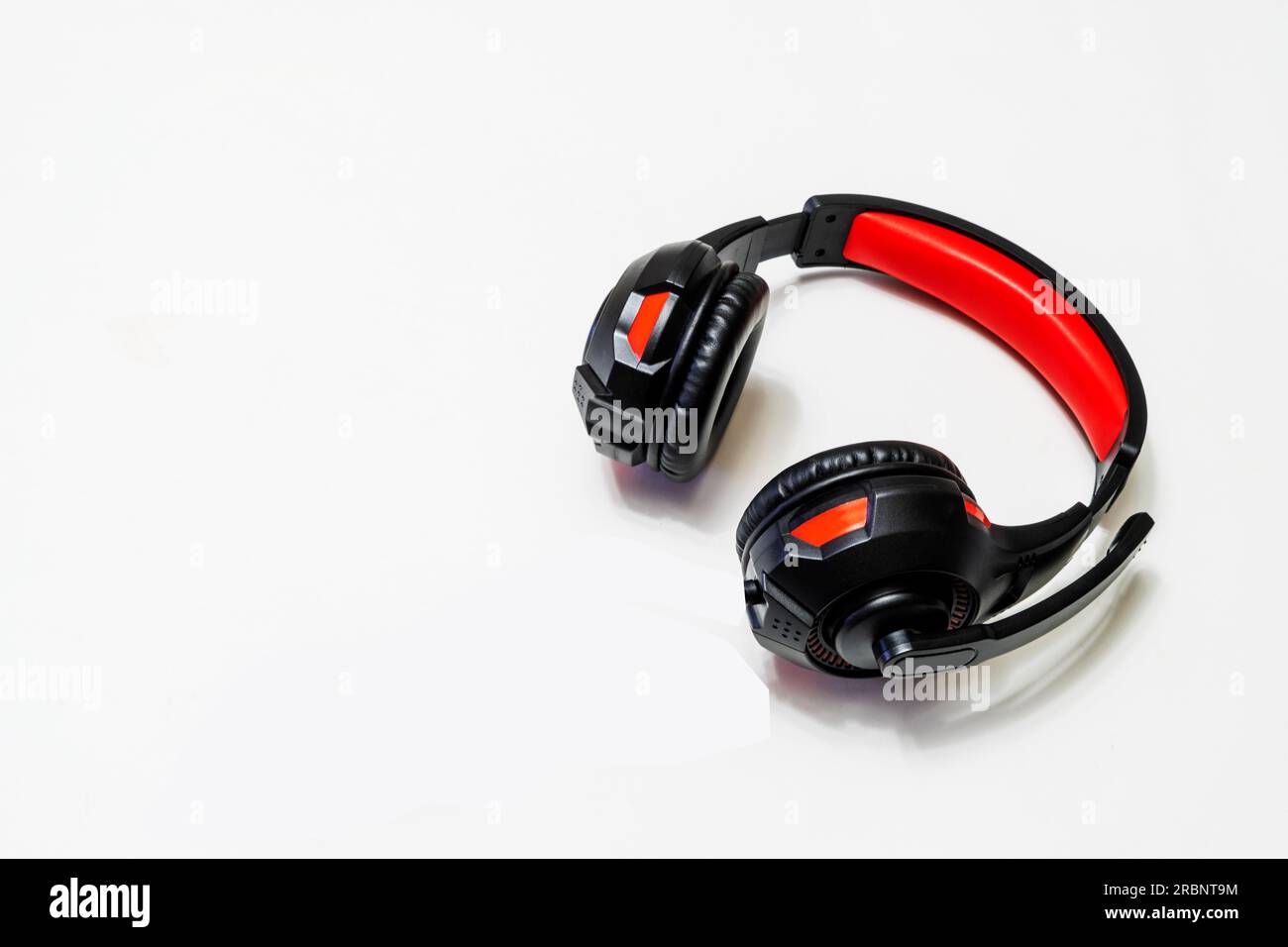 Wireless Over-Ear full size Headphones, Black leather isolated on white ...